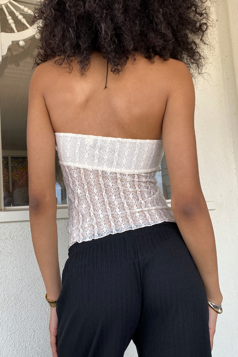 Split Front Stretch Lace Tube Top