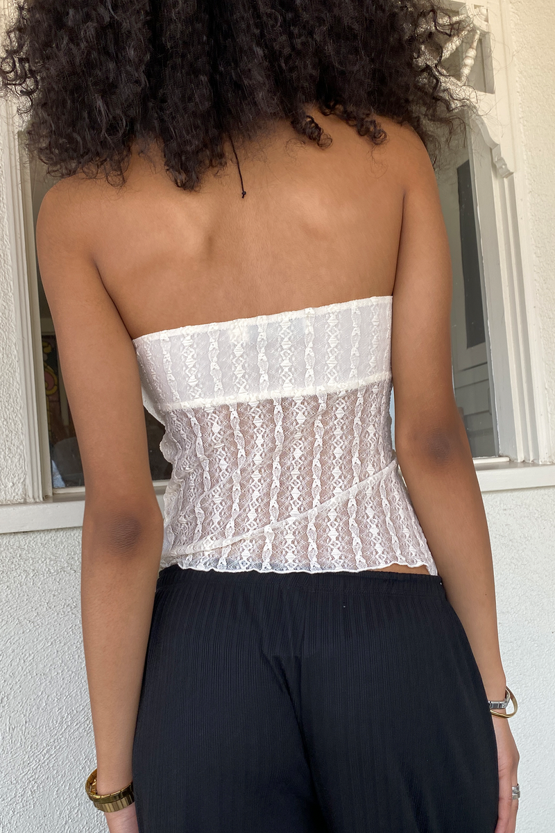 Split Front Stretch Lace Tube Top