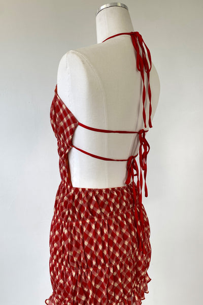 Mini Plaid Halter Dress